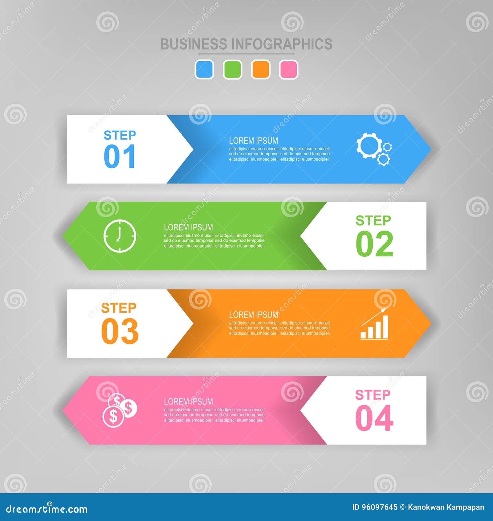 Infographic of Step, Flat Design of Business Icon Vector Stock Vector ...