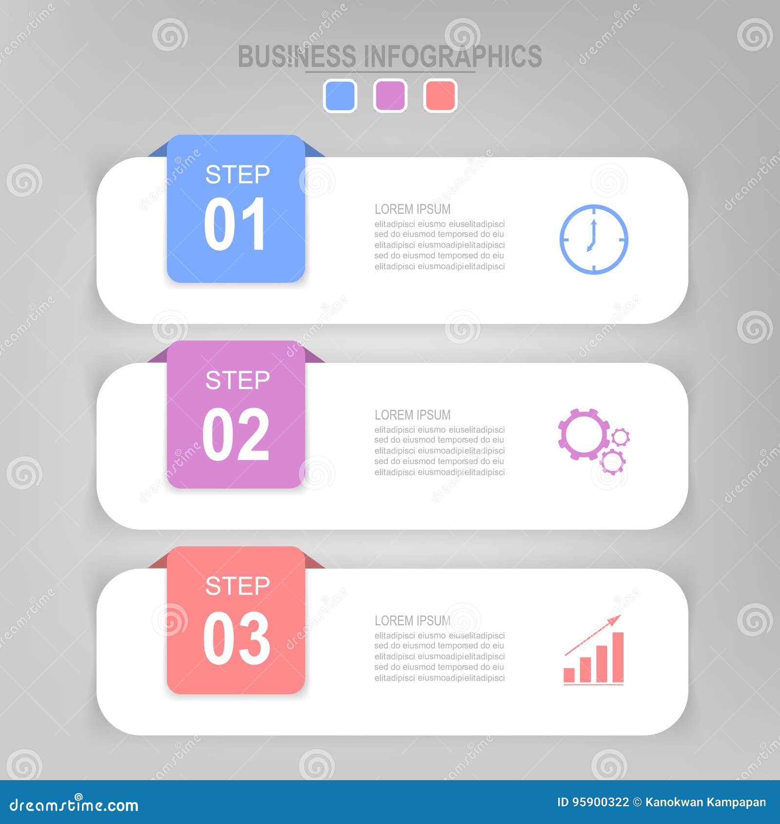 Infographic of Step, Flat Design of Business Icon Vector Stock Vector ...