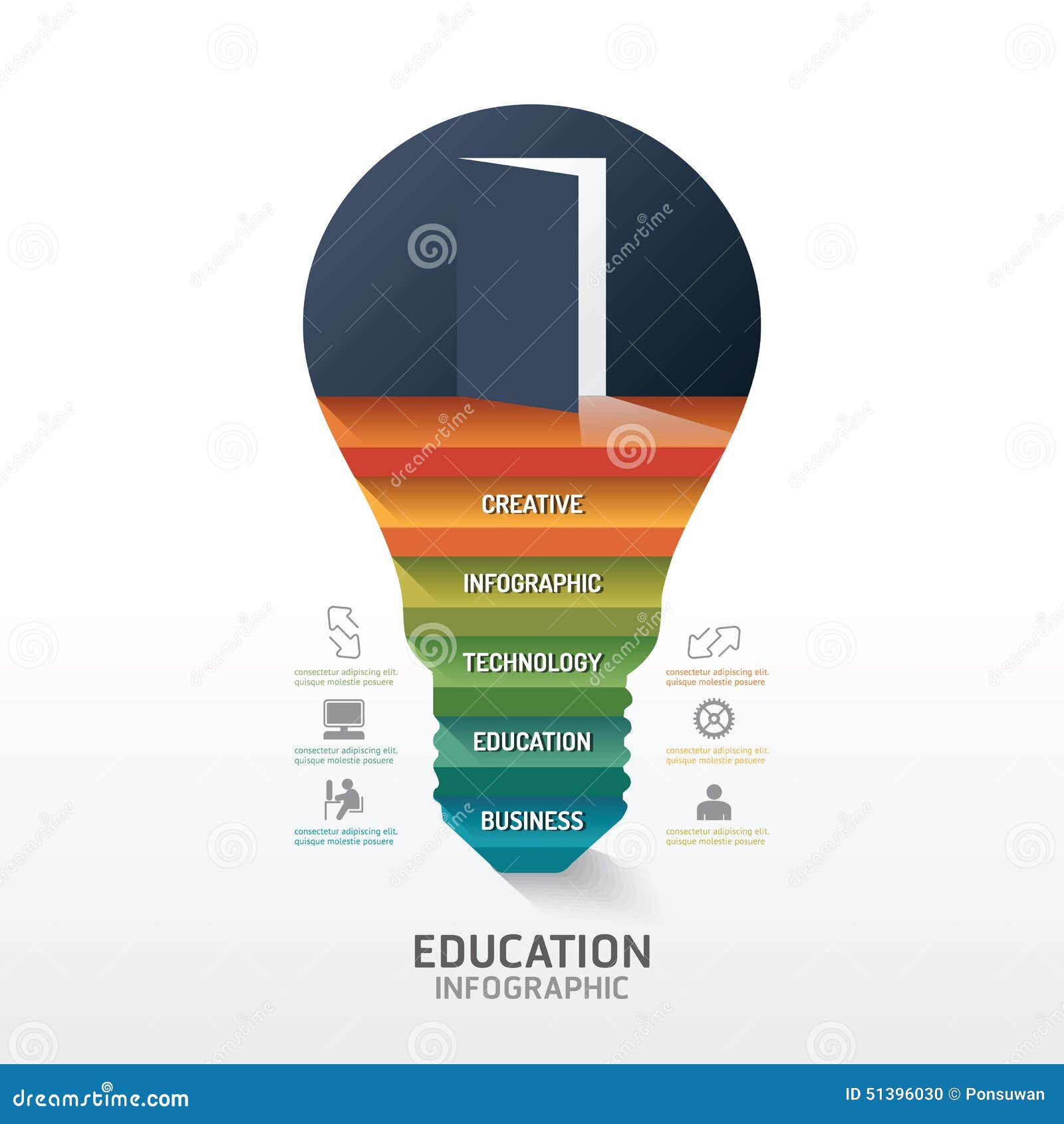 Infographic Step on Light Bulb Shape Idea. Vector Illustration Stock ...