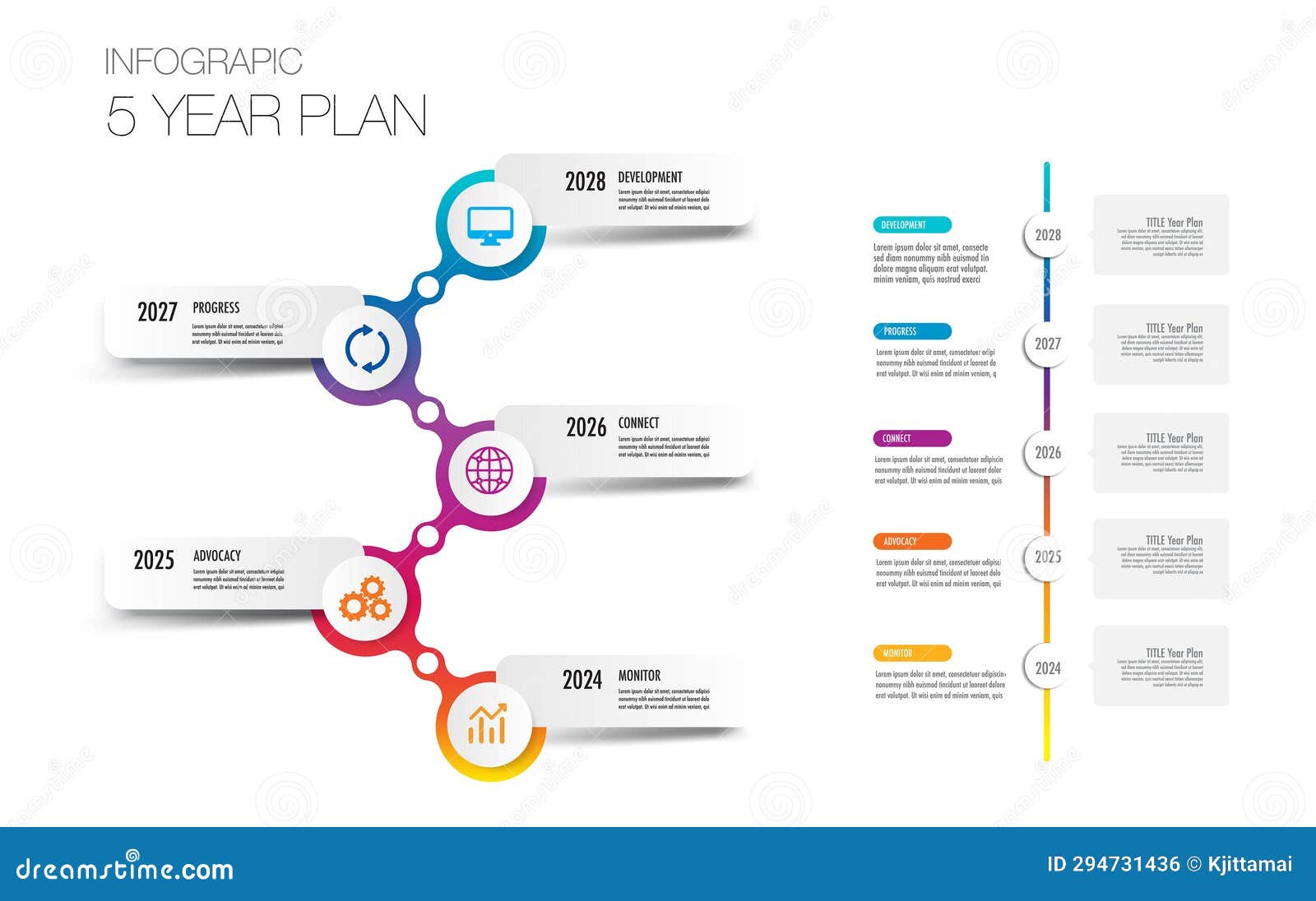 Infographic 5 Step Option Stage of Year Plan Stock Illustration ...
