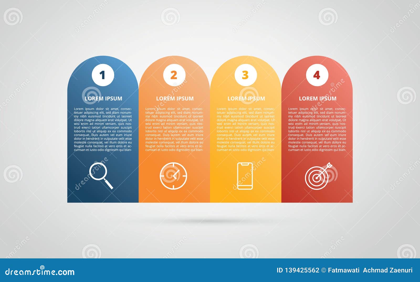 Infographic 4 Step Process Horizontal for Business Step - Vector Stock ...