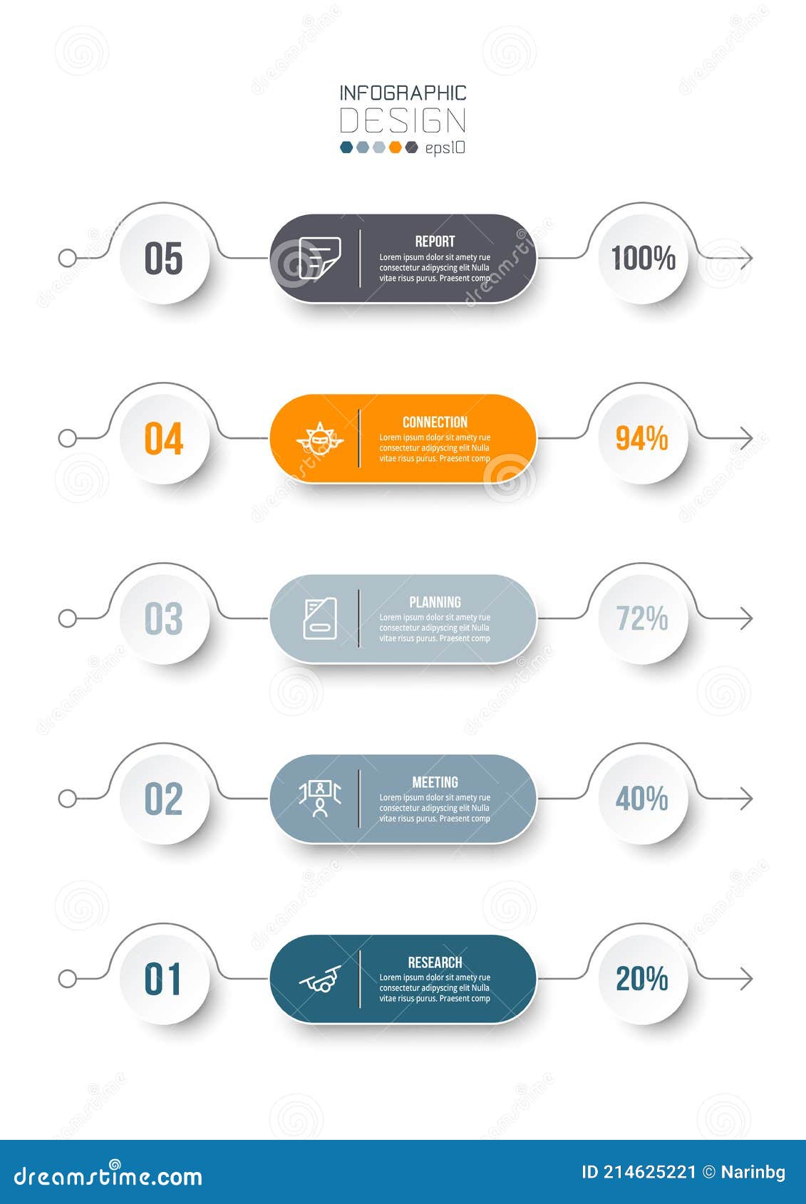 5 Step Process Work Flow Infographic Template Stock Vector ...