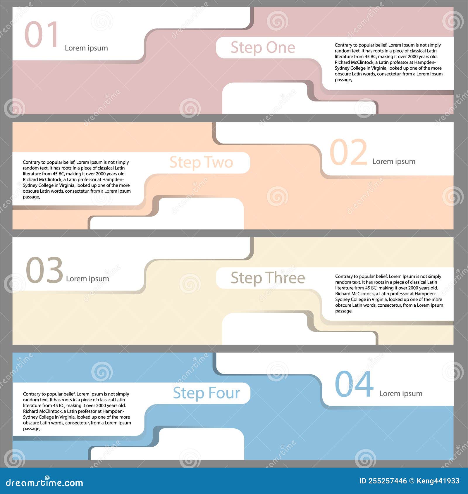 Infographic 4 Step Rectangle Vector Template Process Concept Step for ...