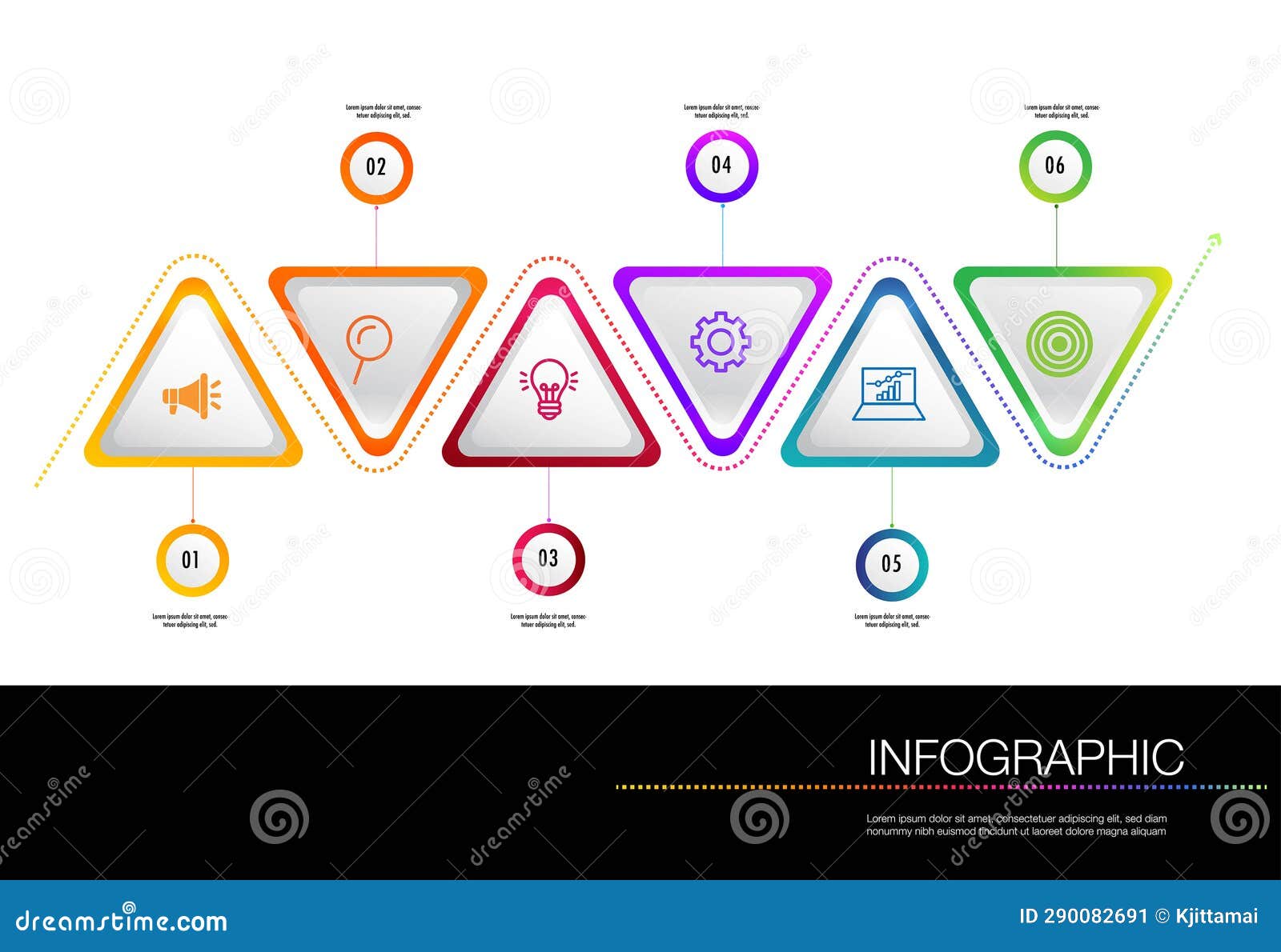 Infographic 6 Step Triangle Shape Road Map for Business Chart To ...