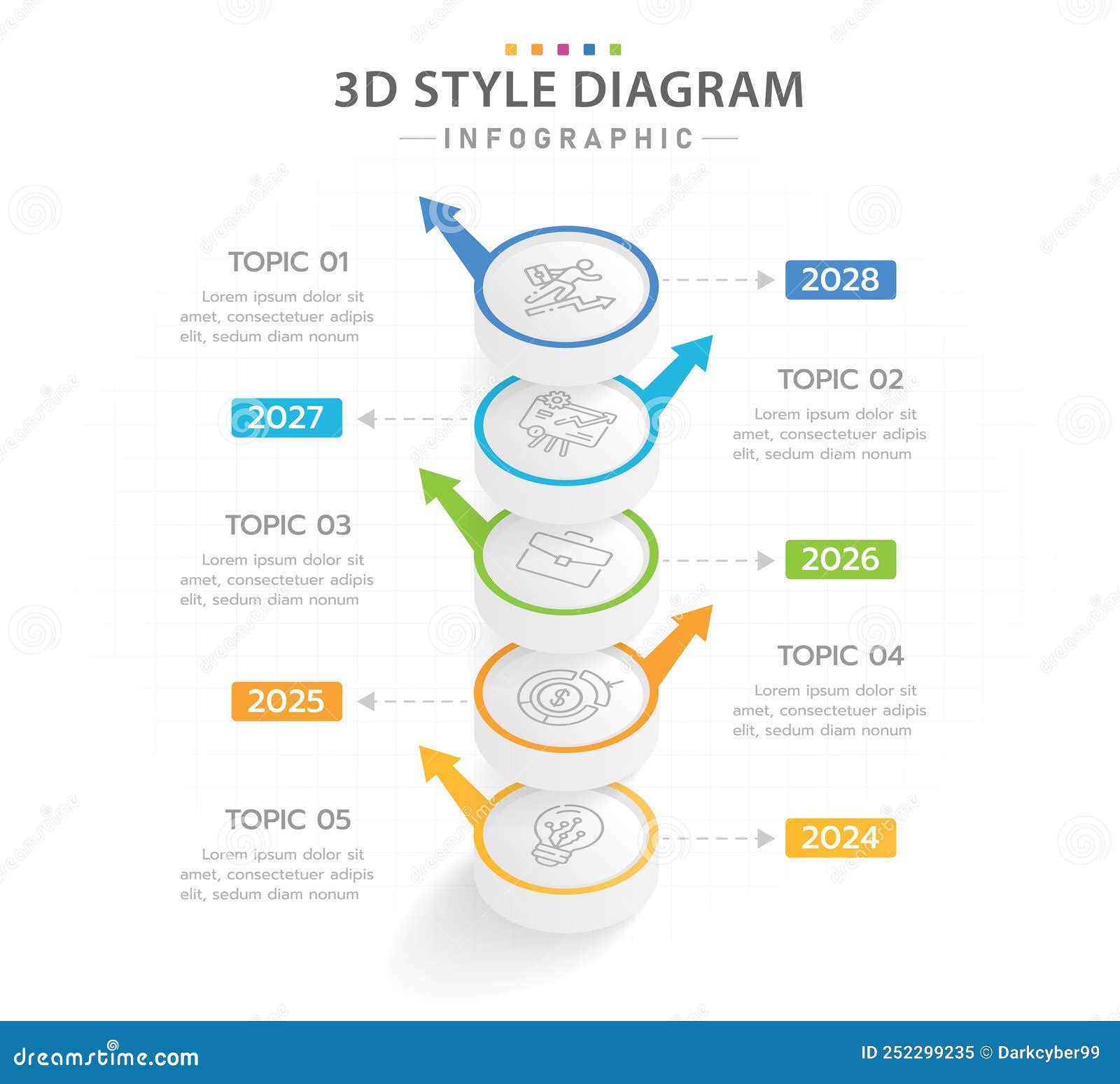 Infographic 5 Steps Modern 3D Timeline Diagram Calendar with Arrows ... Infographic 5 Steps Modern 3D Timeline Diagram Calendar with Arrows ...