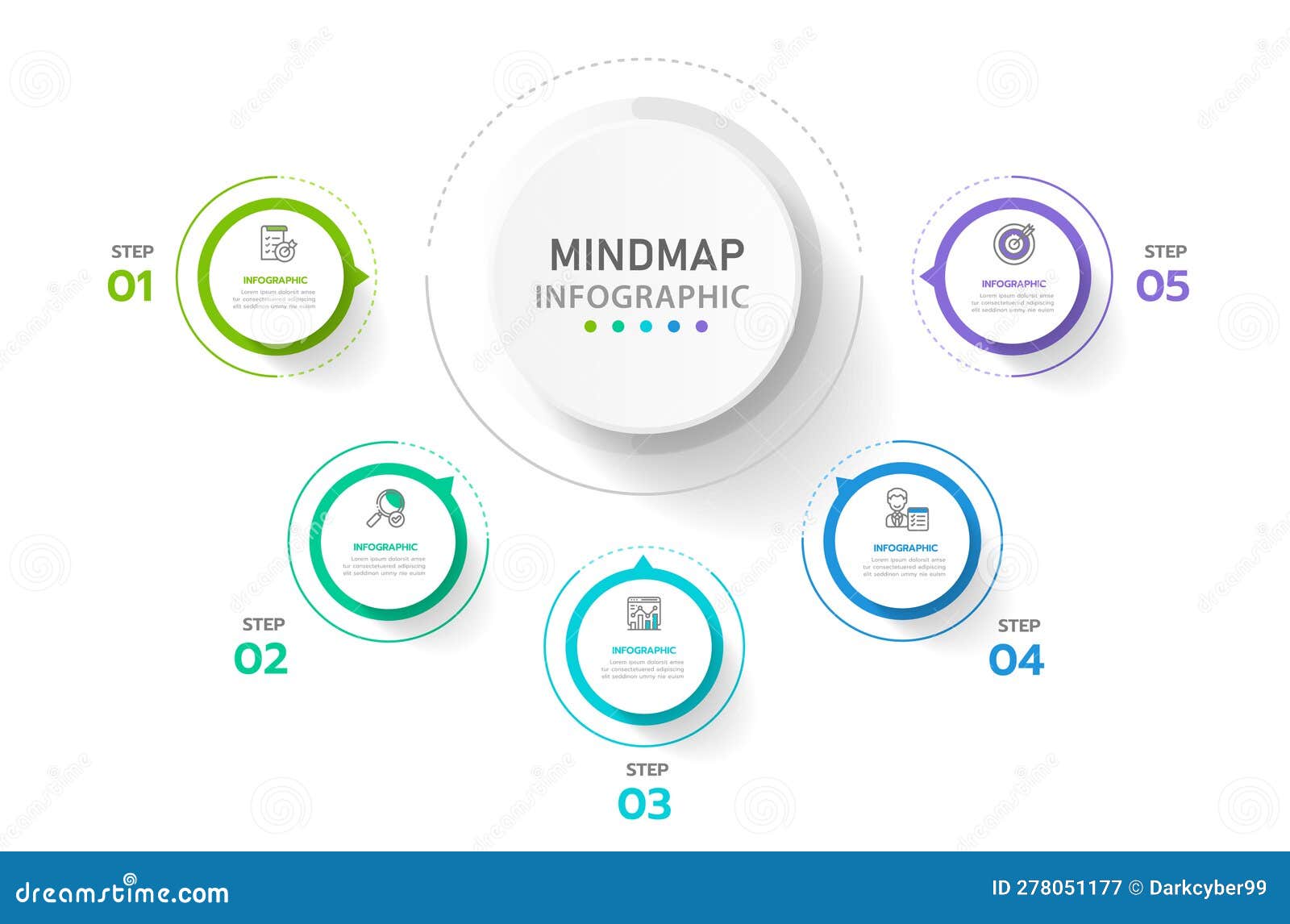 Infographic 5 Steps Modern Mindmap Diagram With Circle Topics, Vector ... Infographic 5 Steps Modern Mindmap Diagram With Circle Topics, Vector ...
