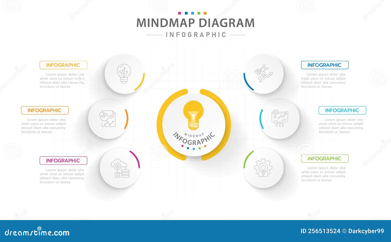 Infographic 6 Steps Modern Mindmap Diagram with Circles and Topic ...
