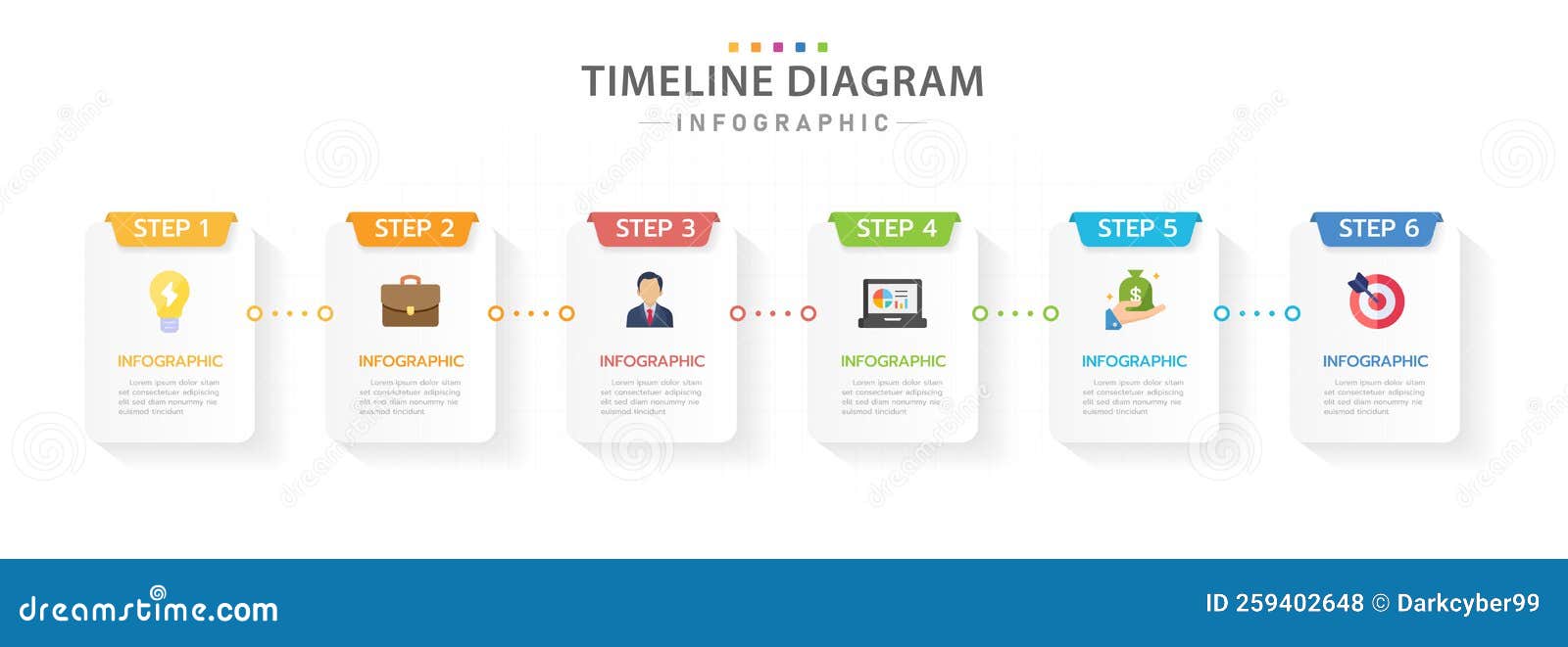 Infographic 6 Steps Modern Timeline Diagram Calendar with Rectangle ...