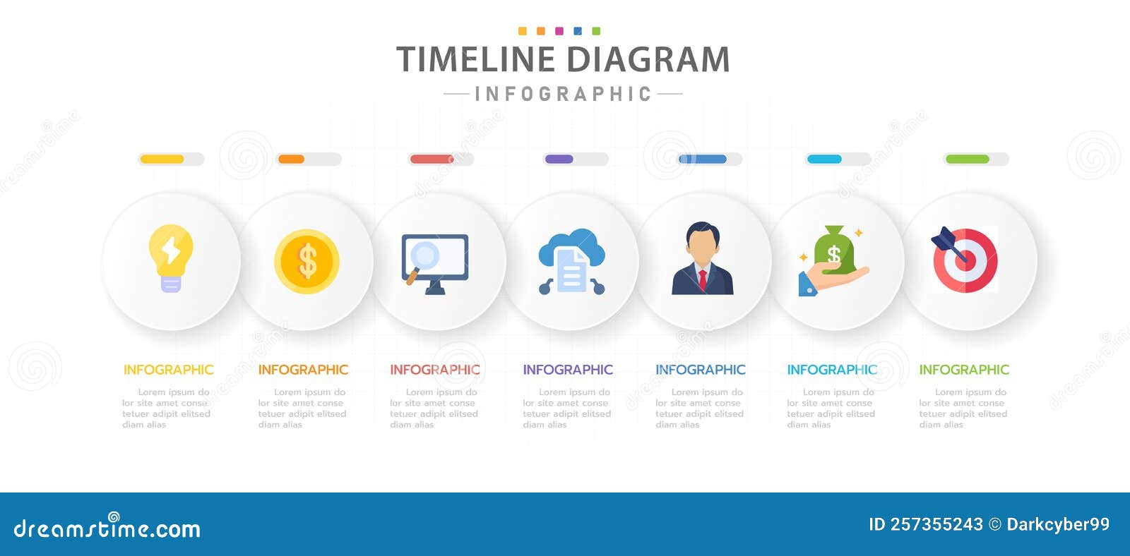 Infographic 7 Steps Modern Timeline Diagram with Circle Topic and ...