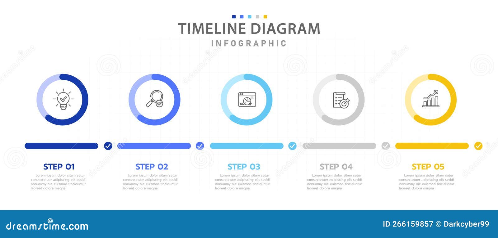 Infographic 5 Steps Modern Timeline Diagram with Percent Pie Chart ...