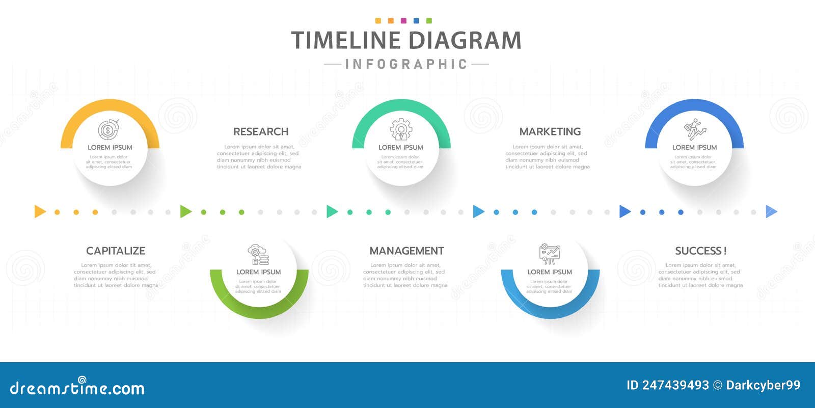 Infographic 5 Steps Modern Timeline Diagram with Progress Arrows. Stock ...