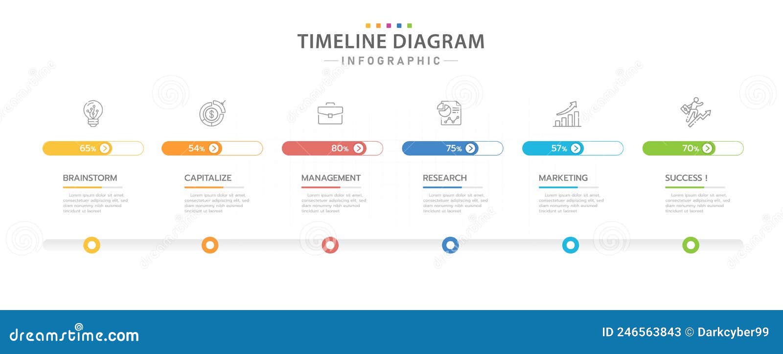 Infographic 6 Steps Modern Timeline Diagram with Progress Bar. Stock ...