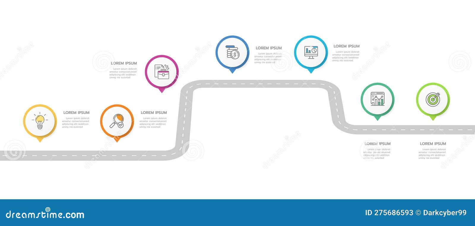 Infographic 7 Steps Modern Timeline Diagram Roadmap with Circle Topics ...