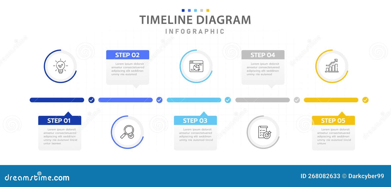 Infographic 5 Steps Modern Timeline Diagram Roadmap with Percent Pie ...