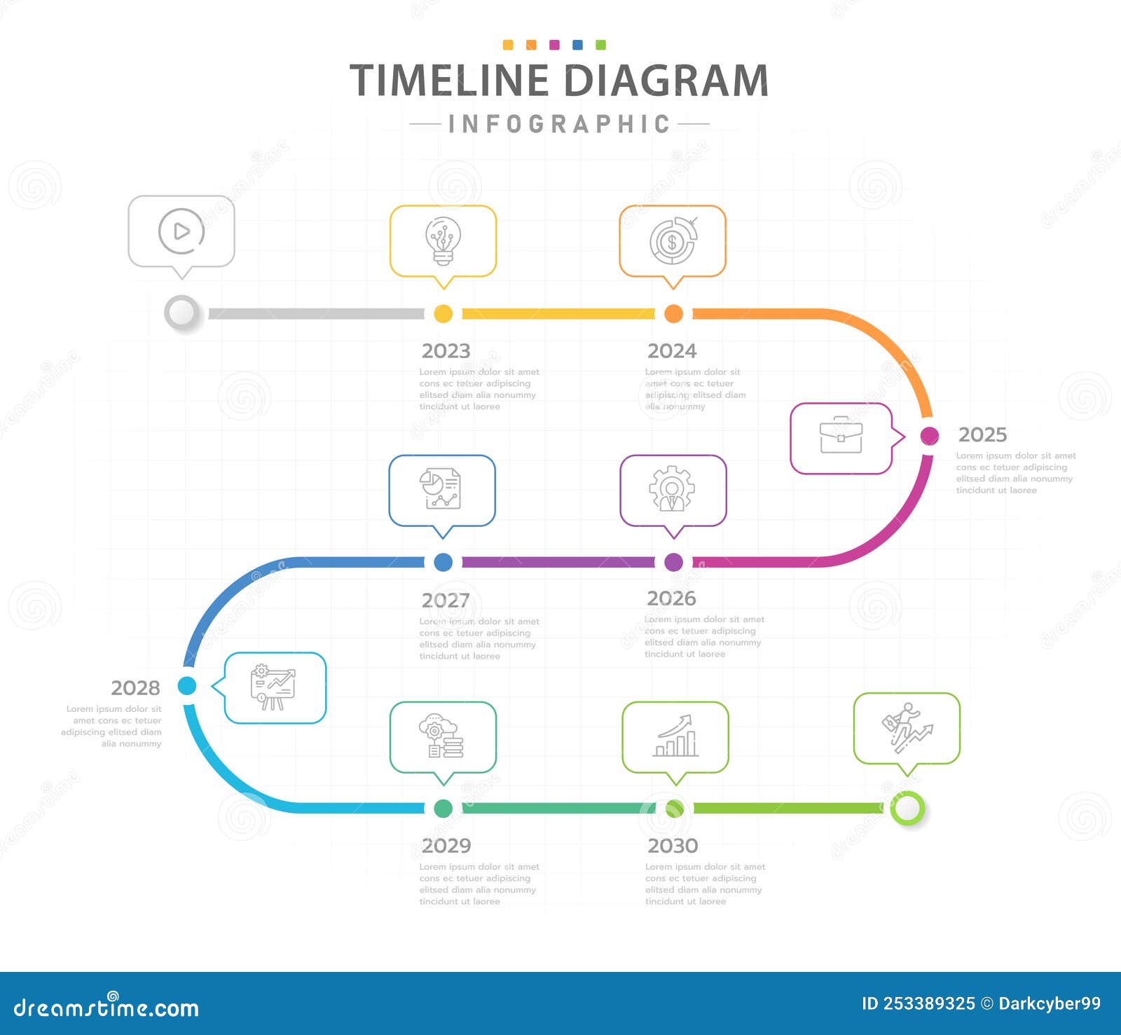 Infographic 8 Steps Modern Timeline Diagram with Yearly Topics. Stock ...