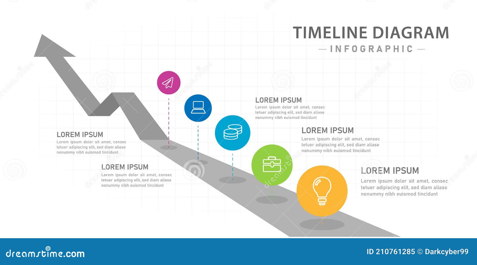 Infographic 5 Steps Timeline Diagram with Roadmap with Circles Stock ...