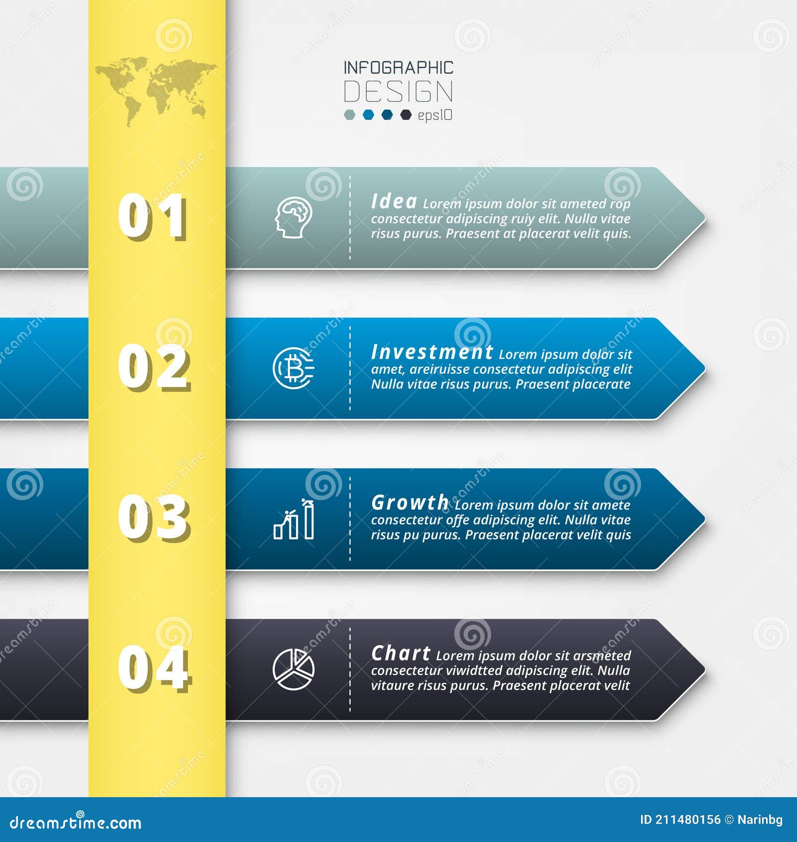 4 Steps To Work in the Form of Arrow Signs Describing Work Processes or ...