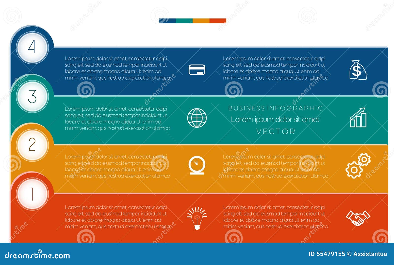 Infographic, Strips Numbered, Four Template Stock Vector - Illustration ...