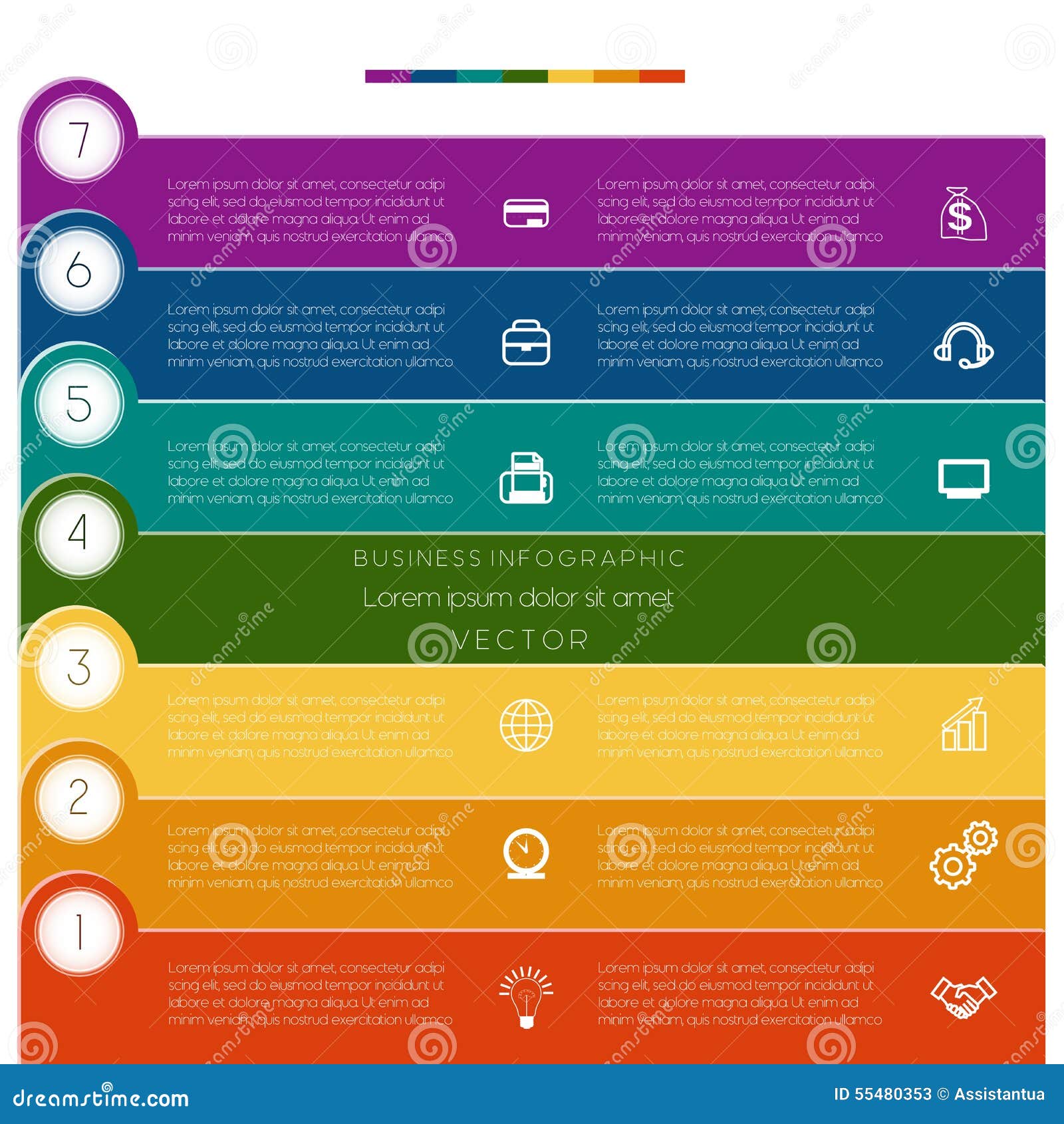 Infographic, Strips Numbered, Seven Template Stock Vector ...