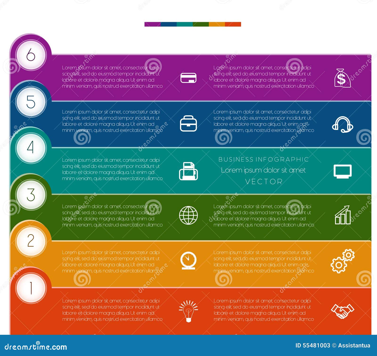 Infographic, Strips Numbered, Six Template Stock Vector - Illustration ...