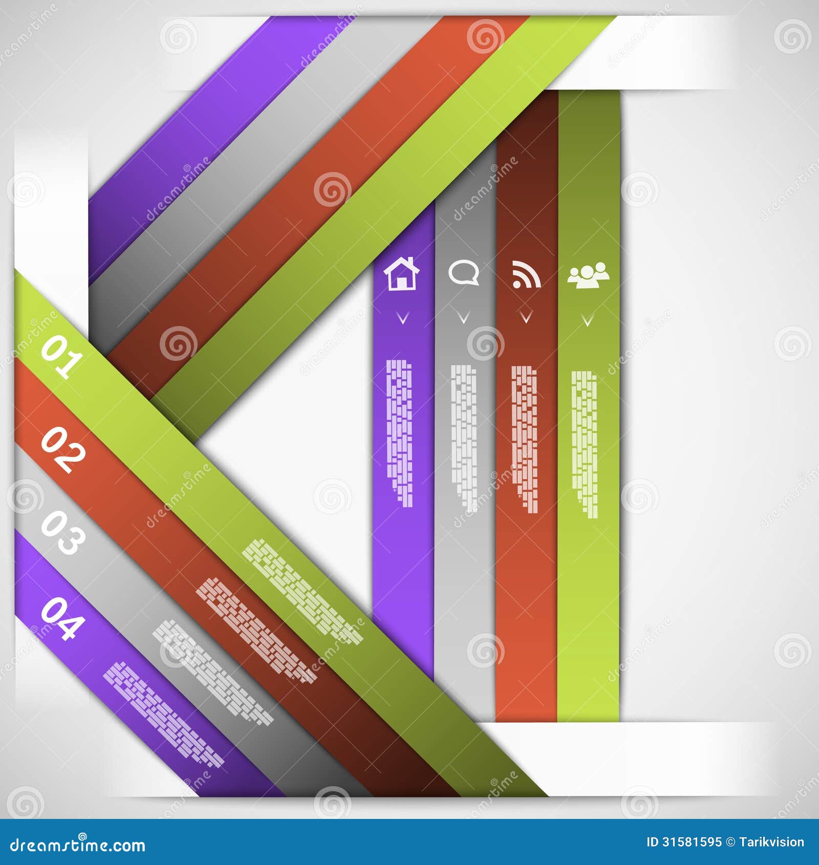 Infographic, Strips Numbered, Four Template Cartoon Vector ...