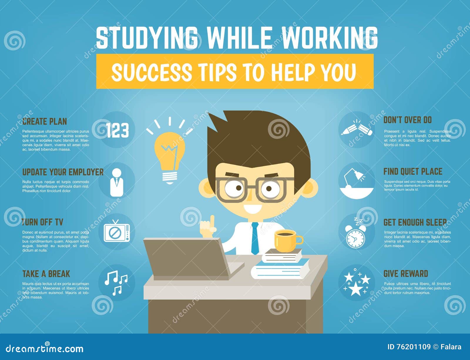 Infographic about Success Tips for Studying while Working Stock Vector ...