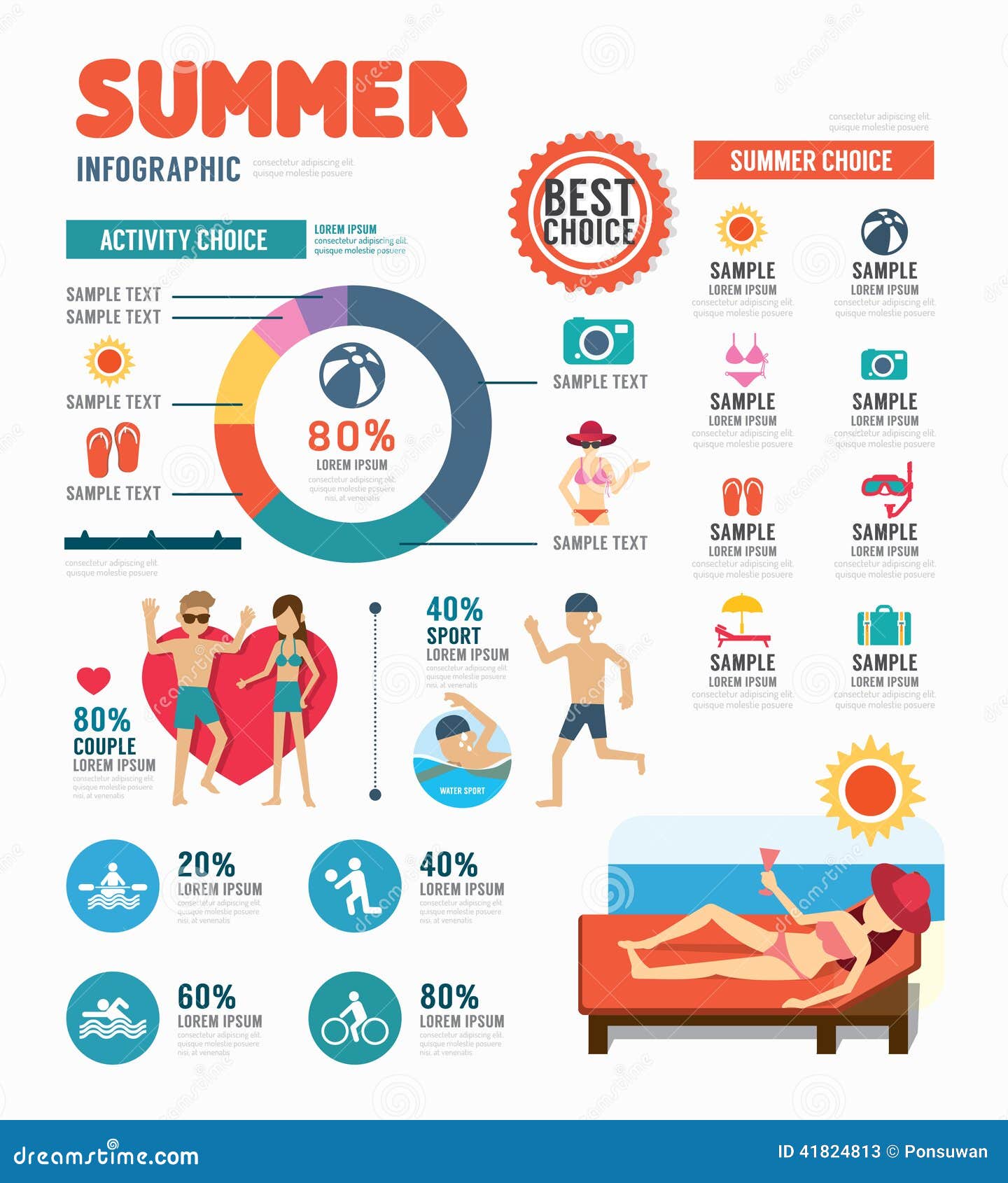 Infographic Summer Template Design . Concept Vector Illustration Stock ...