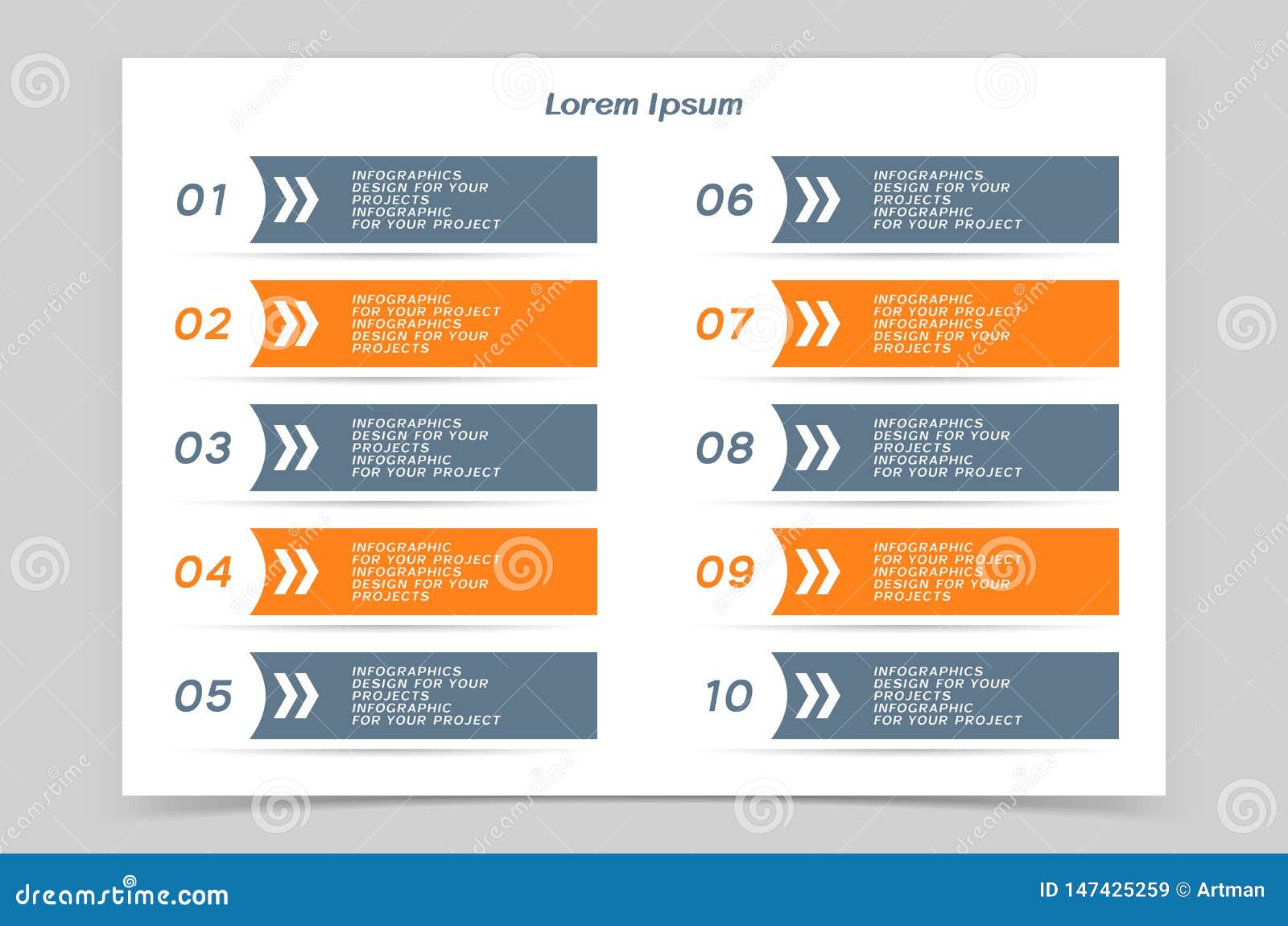 Infographic Table Or Web Banner Design With Numbered Steps Cartoon ...