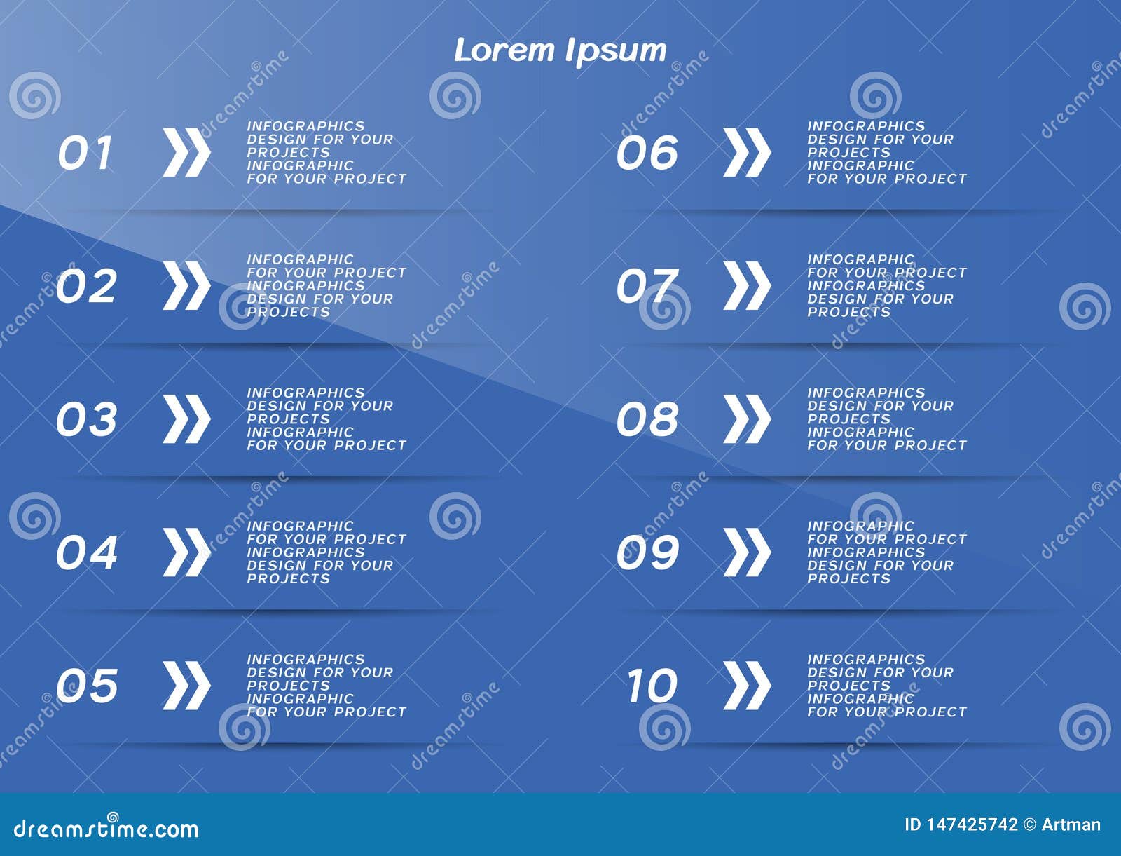 Infographic Table Or Web Banner Design With Numbered Steps Cartoon ...
