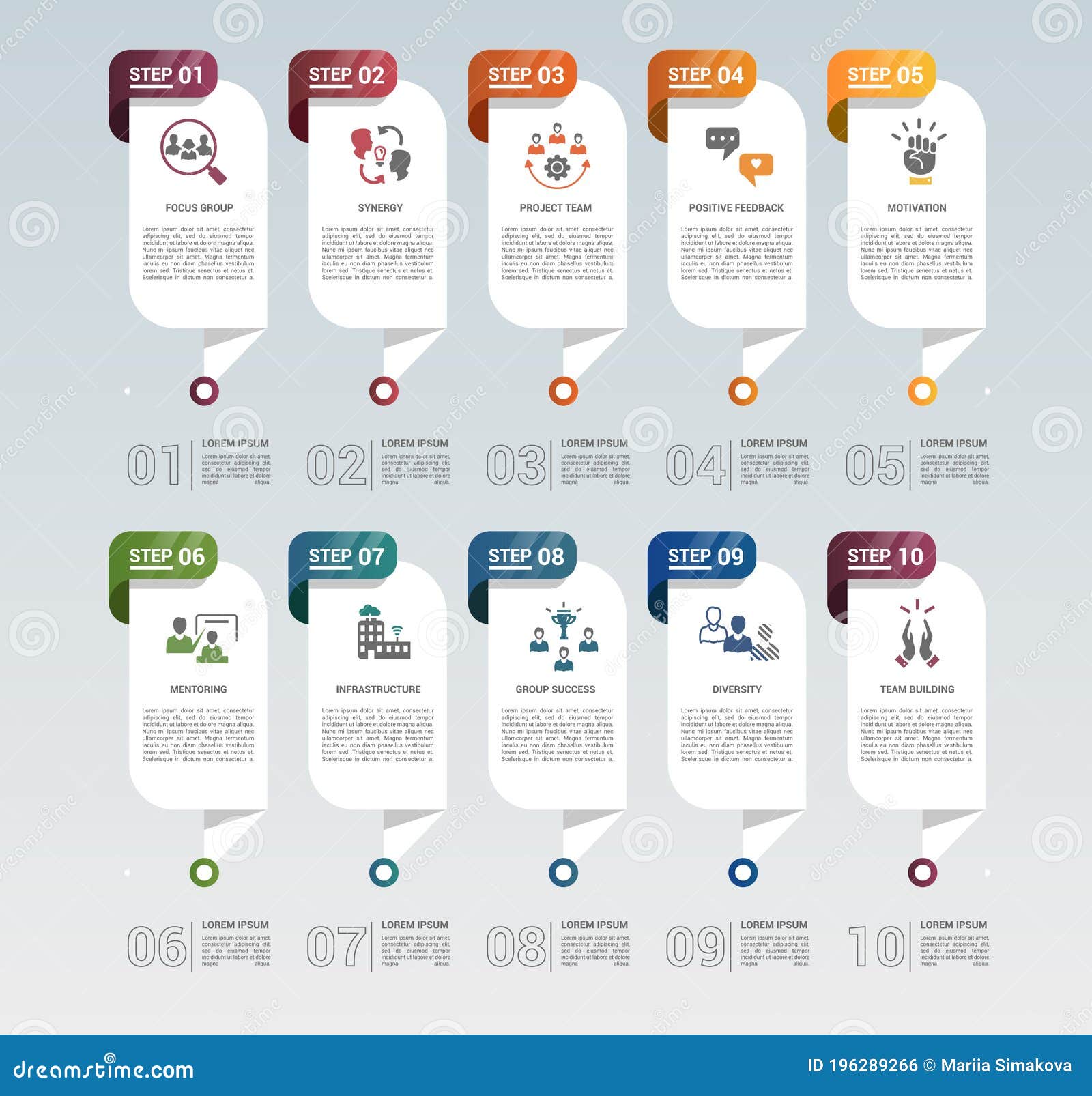 Infographic Team Building Template. Icons in Different Colors. Include ...