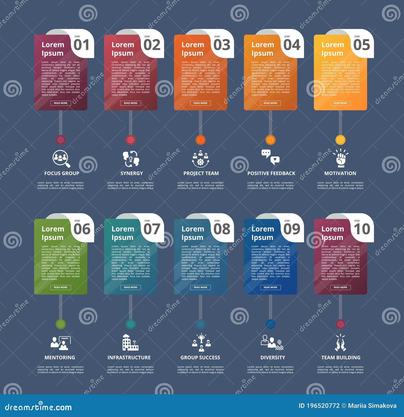 Infographic Team Building Template. Icons in Different Colors. Include ...