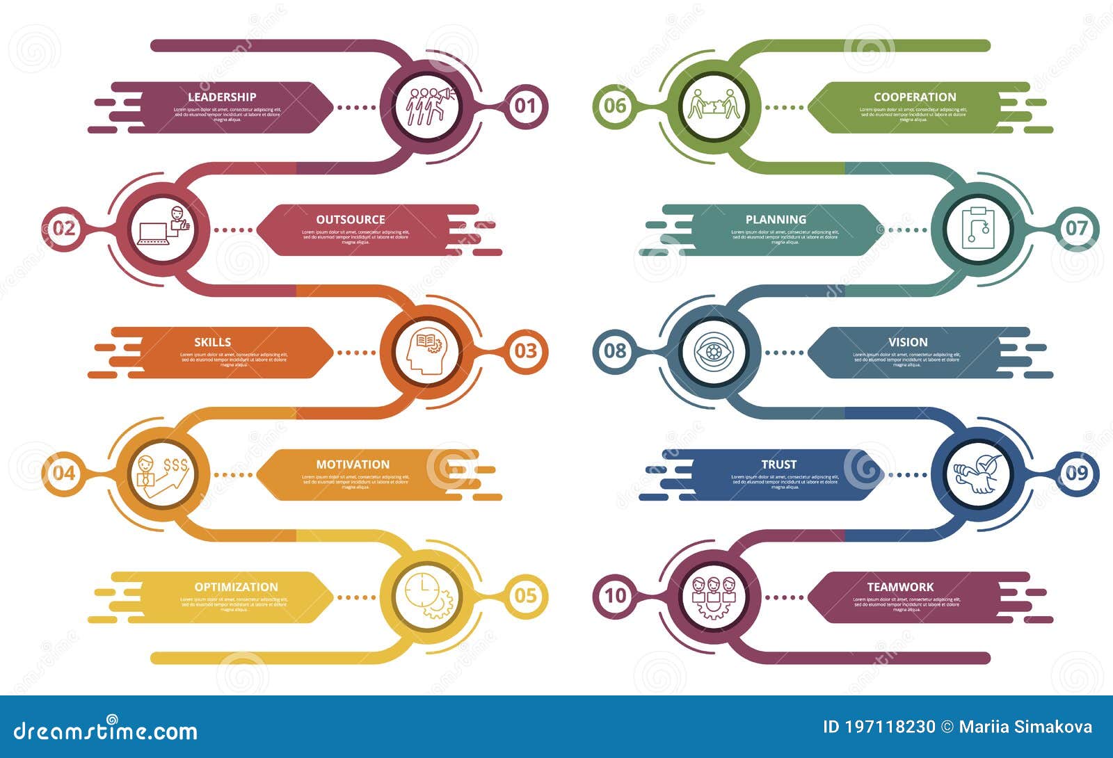 Infographic Teamwork Template. Icons in Different Colors. Include ...