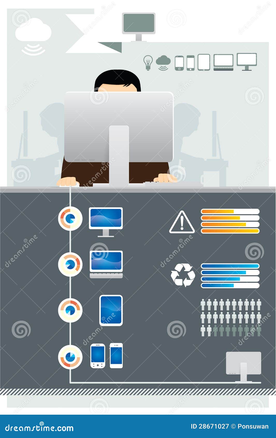 Infographic Technology Computer Set Stock Vector - Illustration of ...