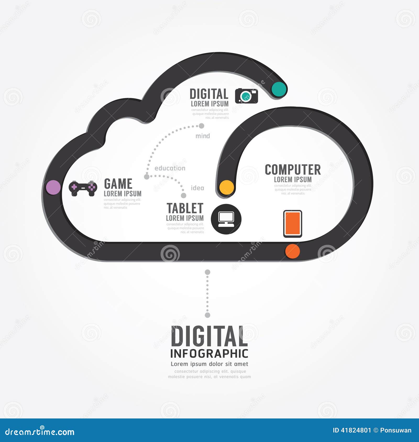 Infographic Technology Digital Line Concept Template Design . Stock ...