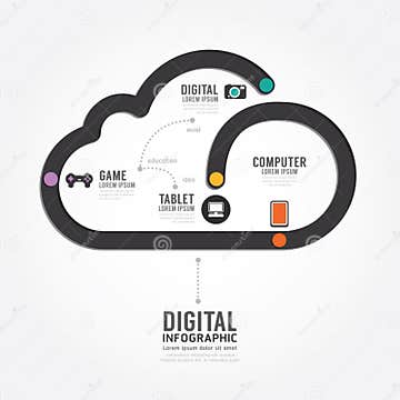Infographic Technology Digital Line Concept Template Design . Stock ...