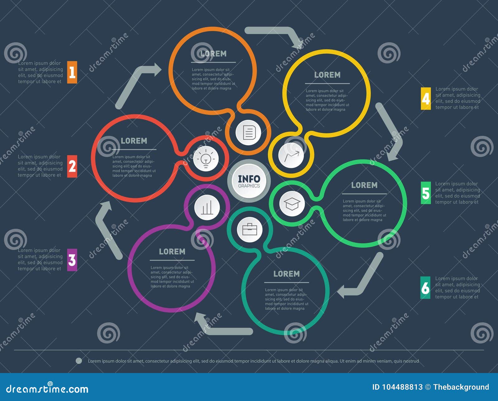 Infographic of Technology or Education Process with 6 Steps. Bus Stock ...