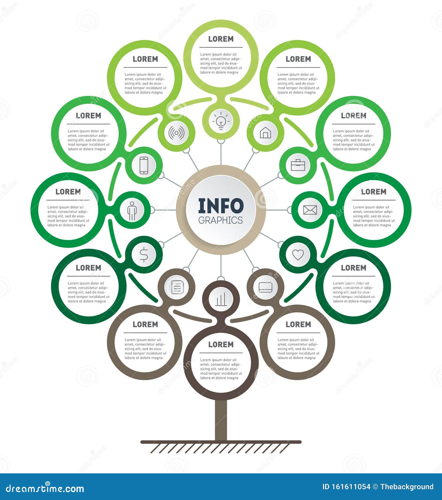 Infographic of Technology or Education Process. Template of Tree, Info ...