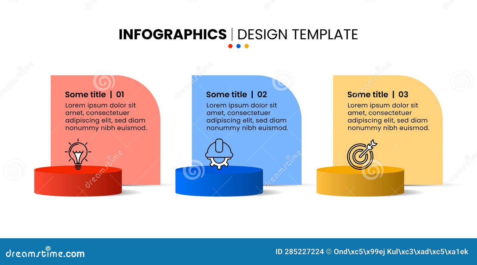 Infographic Template. 3 3d Columns with Icons and Text Stock ...