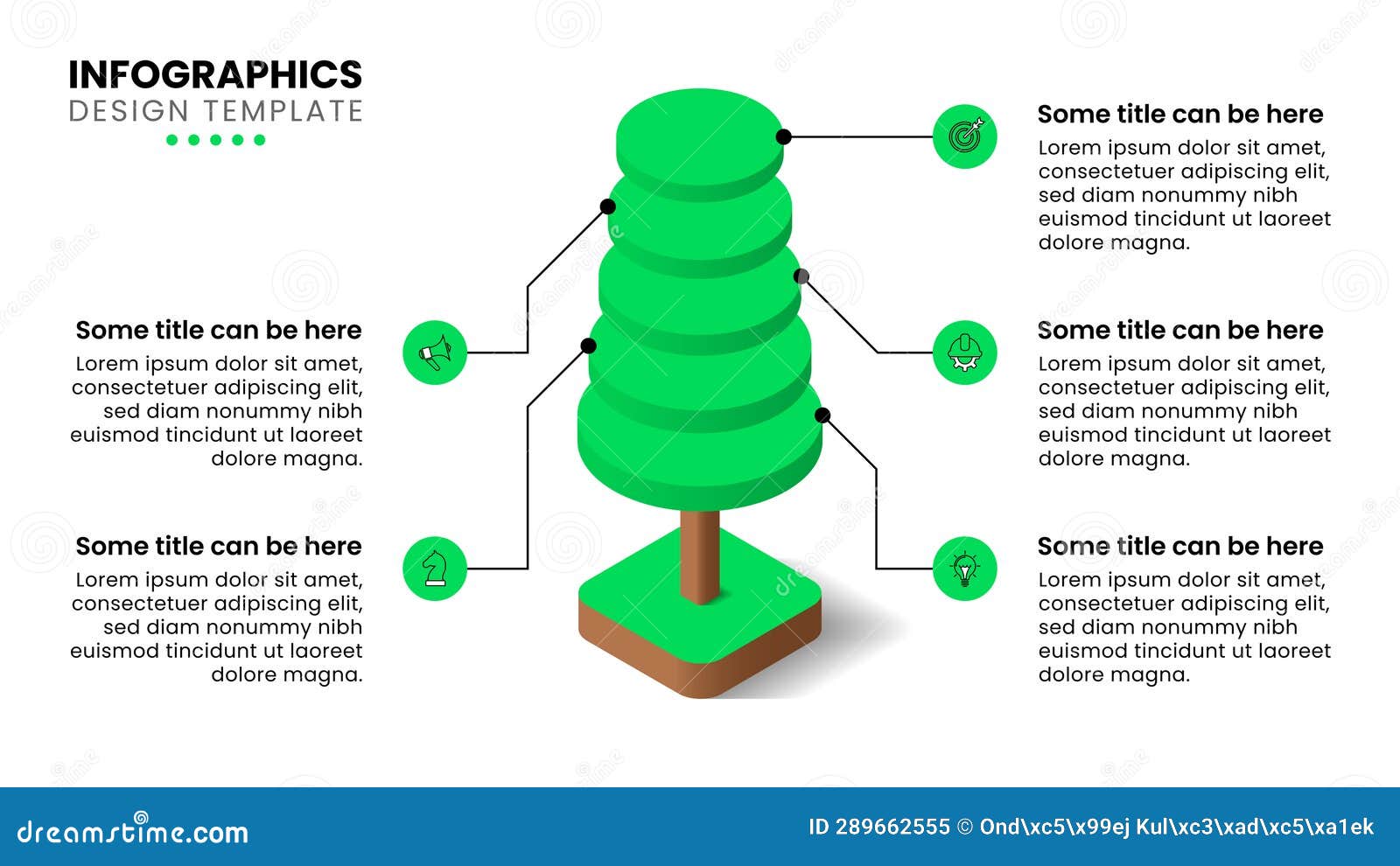 Infographic Template. Abstract Isometric Tree with 5 Steps Stock ...