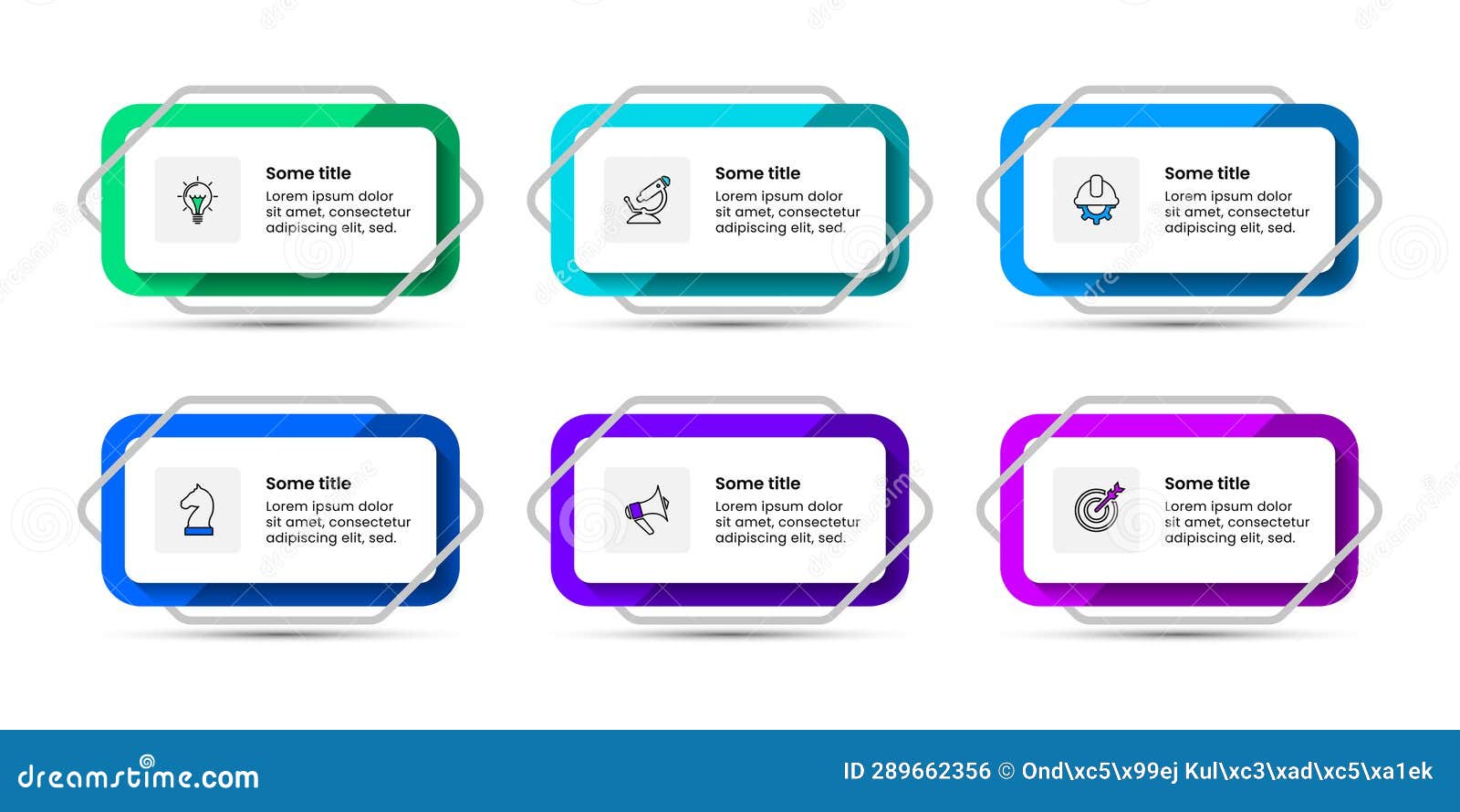 Infographic Template. 6 Abstract Rectangular Banners with Icons Stock ...