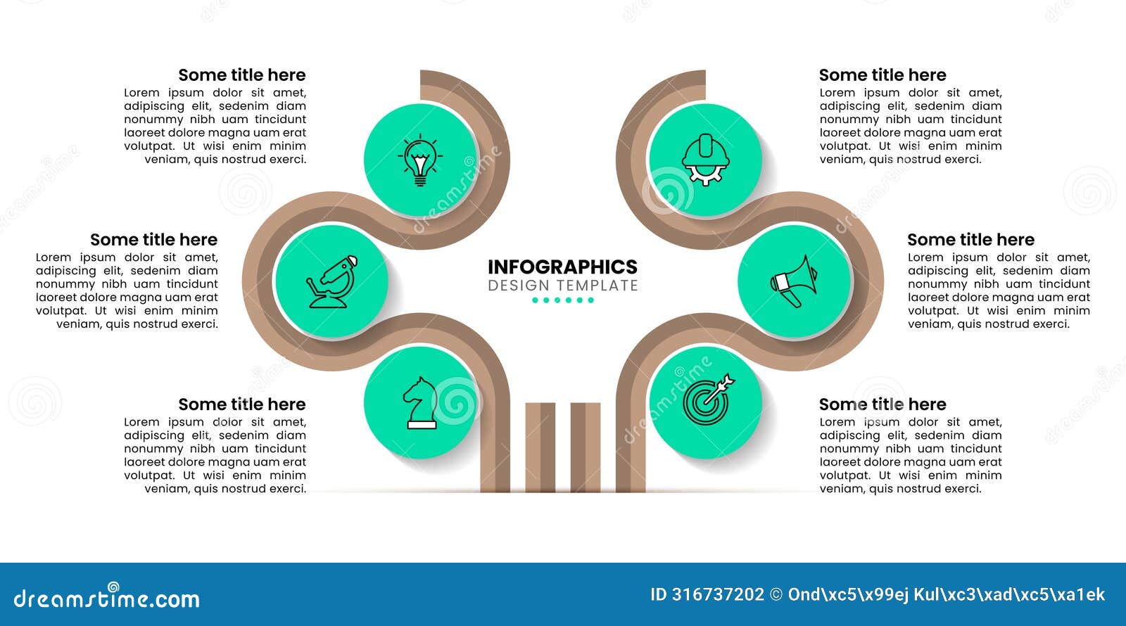 Infographic Template. Abstract Tree with 6 Steps Stock Vector ...