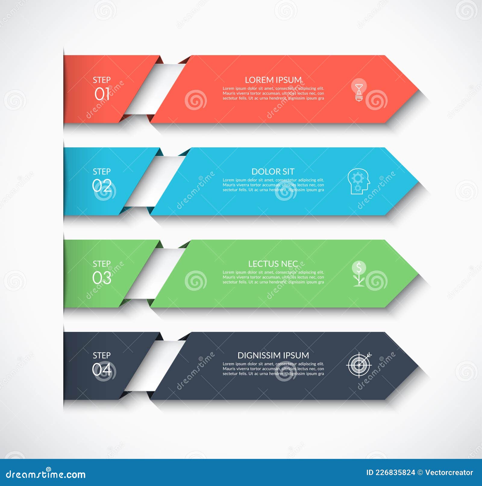 Infographic Template with 4 Arrows. Can Be Used for Diagram, Graph ...