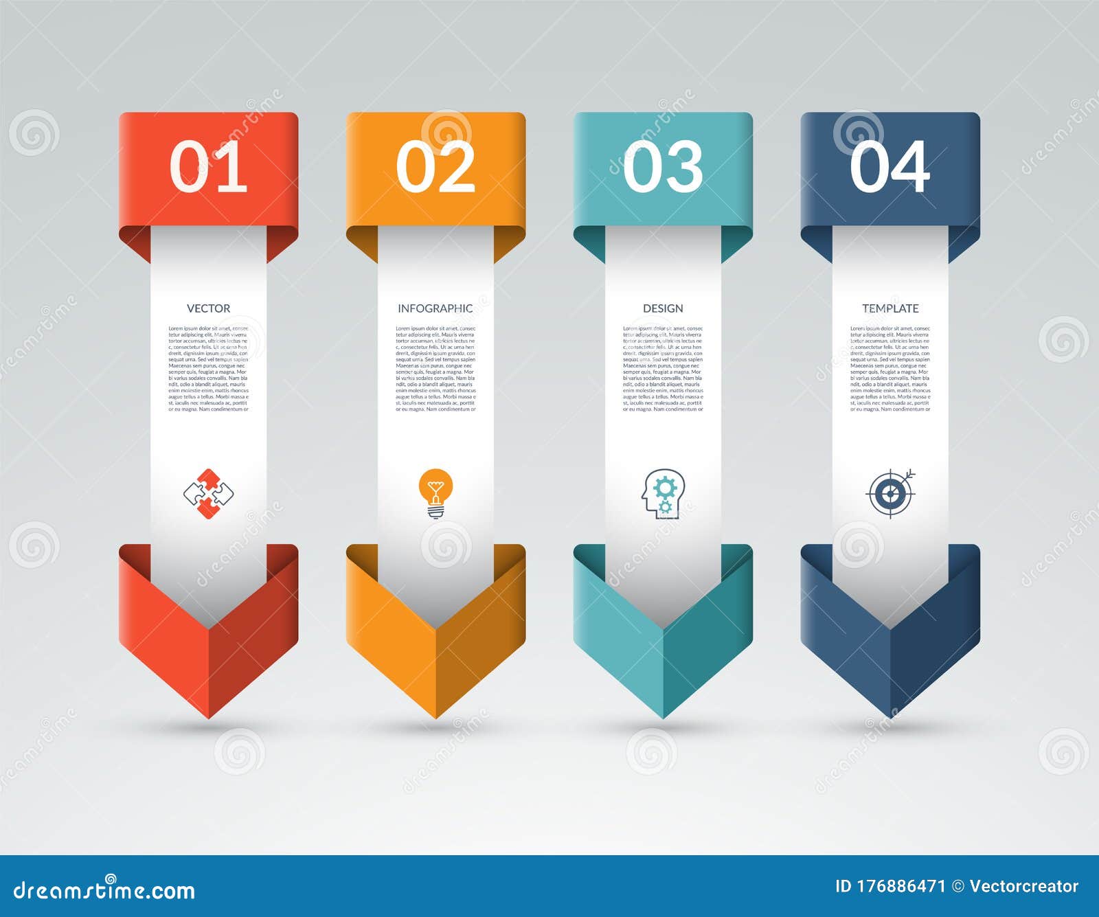 Infographic Template with 4 Arrows Pointing Down Stock Vector ...