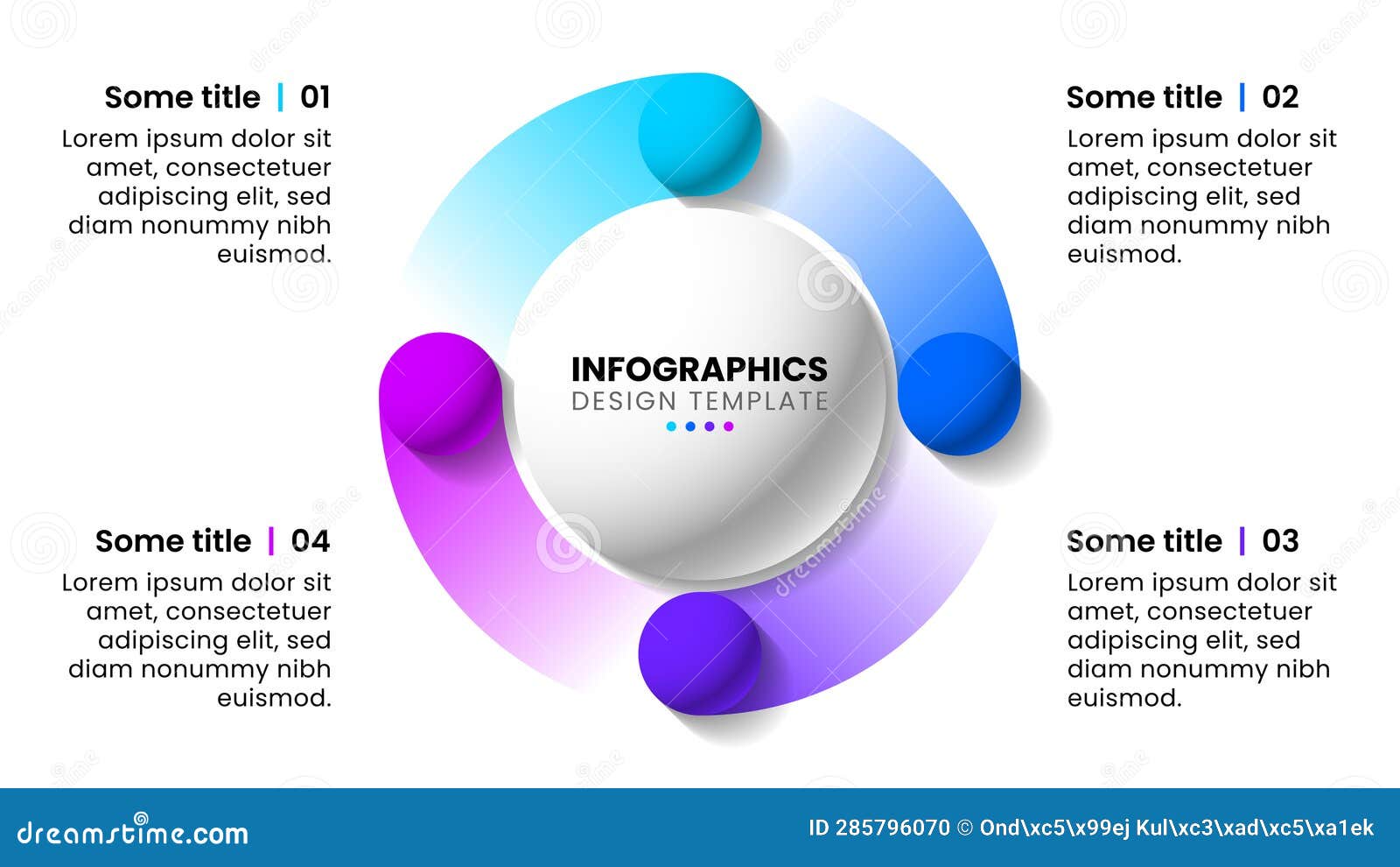 Infographic Template. 4 Balls Rotating Around the Title in the Middle ...