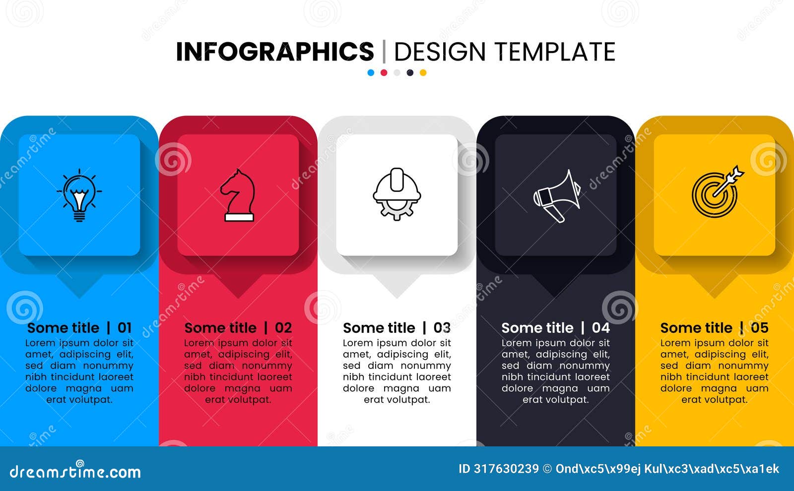 Infographic Template. 5 Banners in a Row with Icons Stock Vector ...