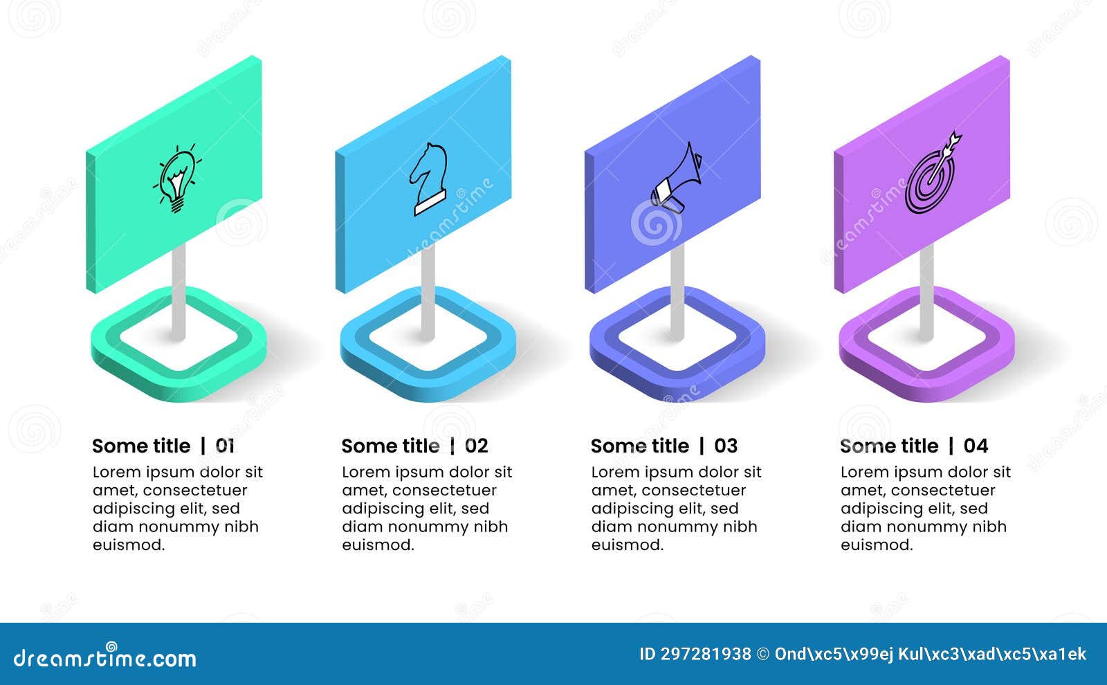 Infographic Template. 4 Boards with Icons and Text Stock Illustration ...