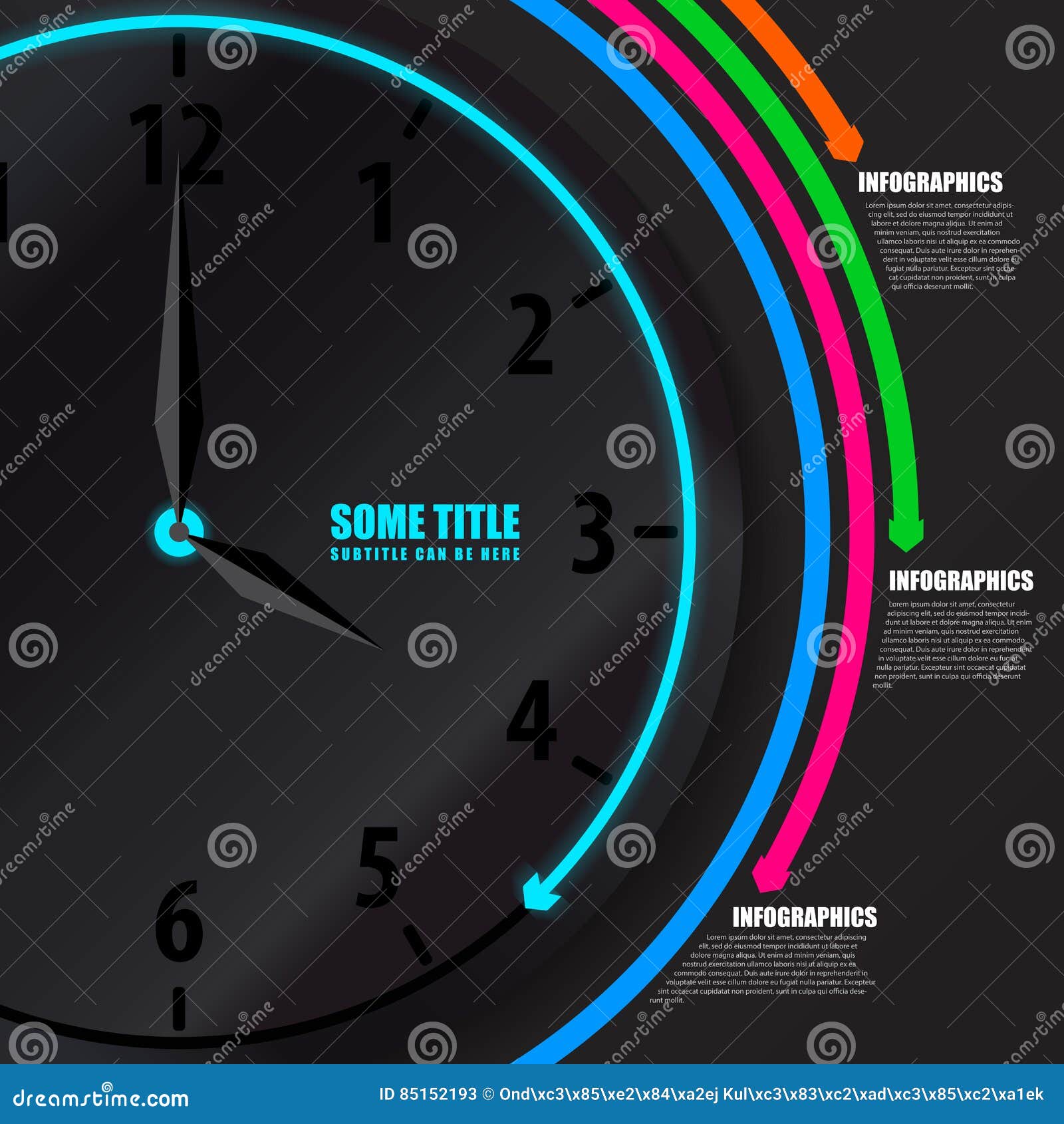 Infographic Template. Business Concept with Clock Stock Vector ...