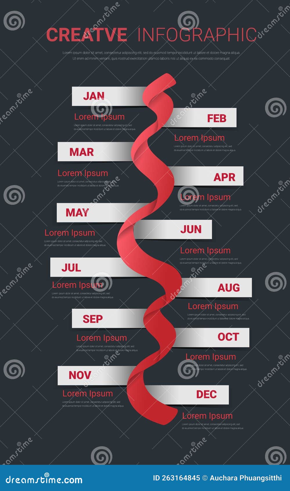 Infographic Template for Business. Modern Timeline for 12 Diagram ...