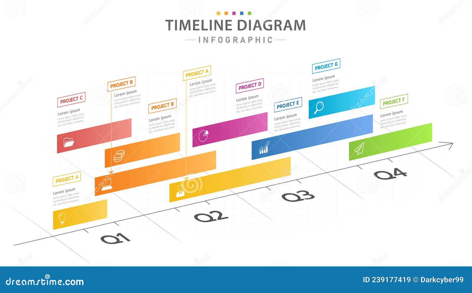 Infographic Monthly Modern Timeline Gantt Chart with Progress Bar Stock ...