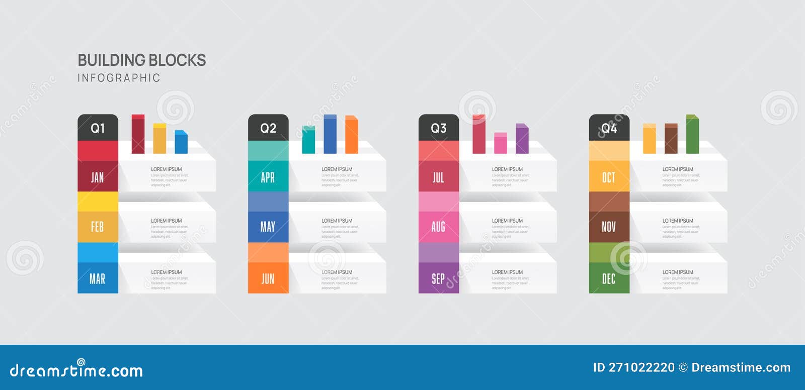 Infographic Template For Business. 12 Months Block Project Plan ...